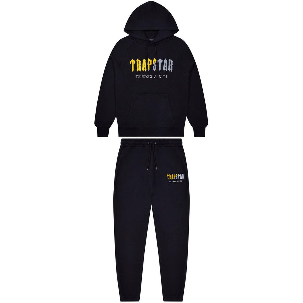 Trapstar Decoded Chenille Hooded Tracksuit - Black/Yellow