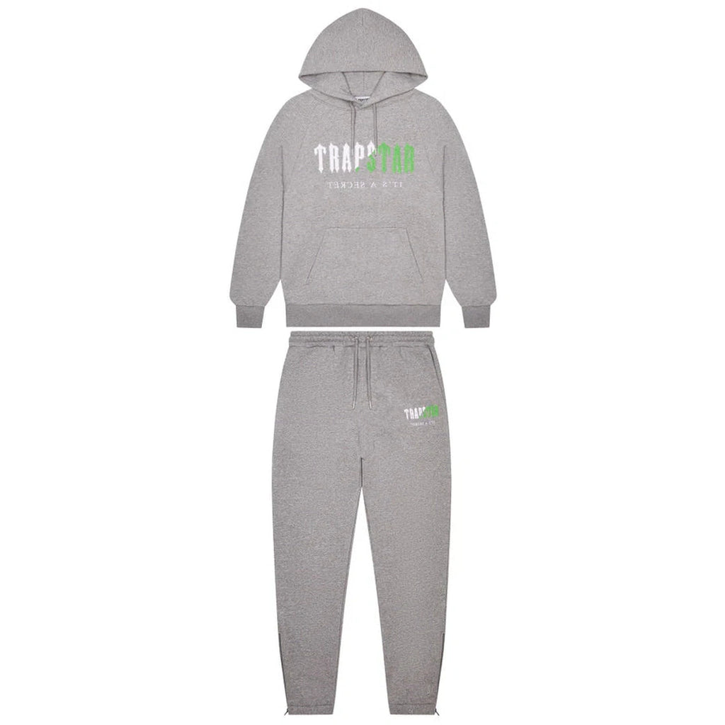 Trapstar Decoded Chenille Hooded Tracksuit - Grey/Green
