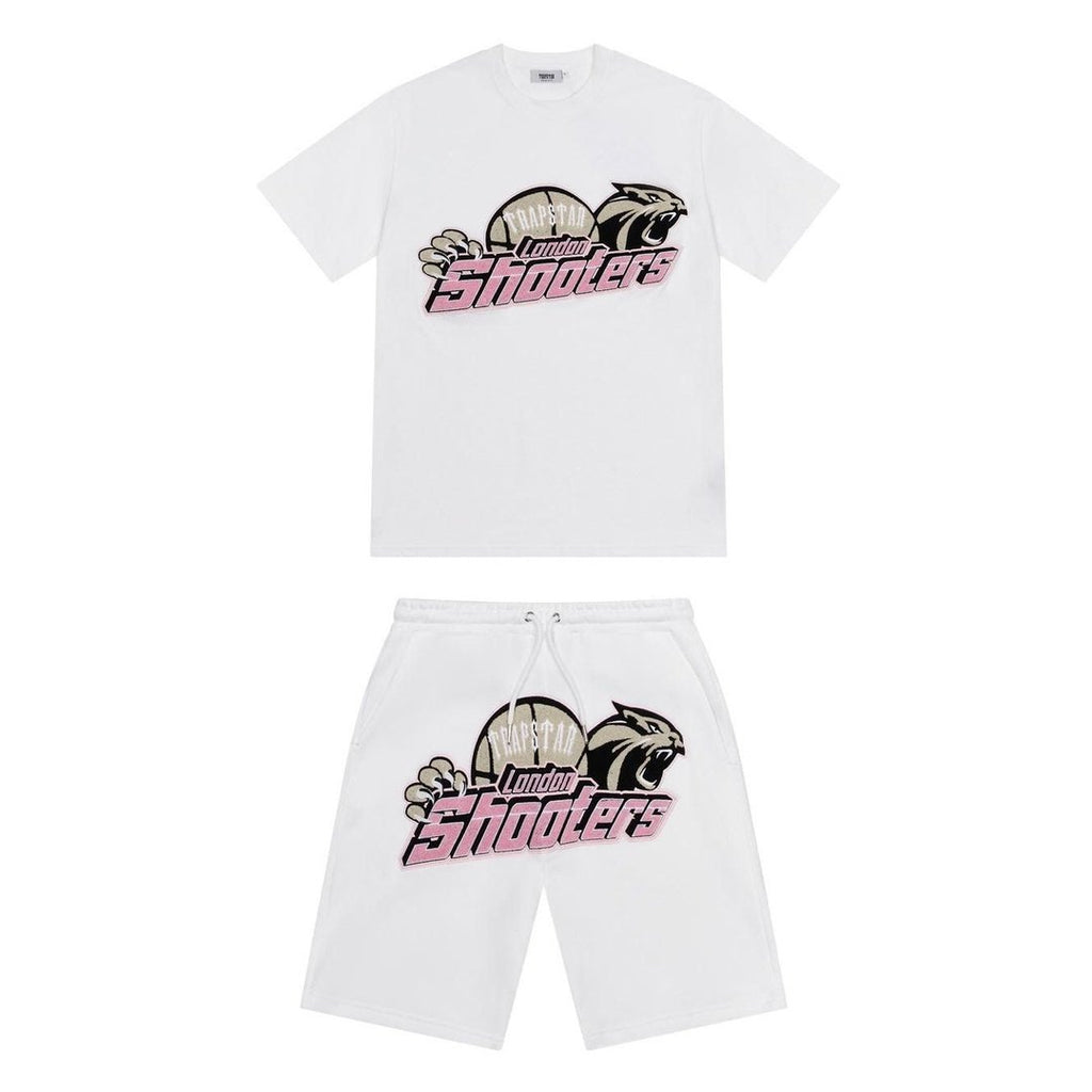 Trapstar Shooters Chenille Short Set - White/Pink