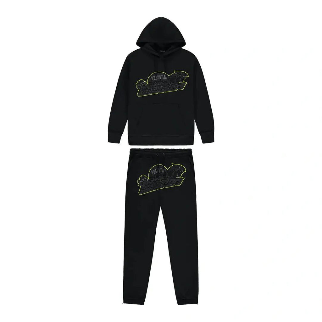 TRAPSTAR SHOOTERS HOODIE TRACKSUIT - BLACK/LIME