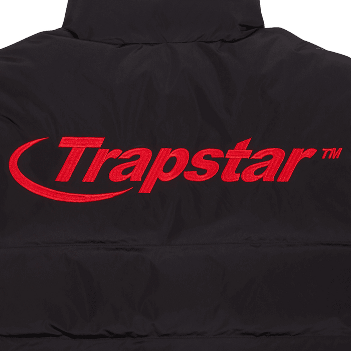 Shop Trapstar Puffer Jacket Black Red | Plugstationuk
